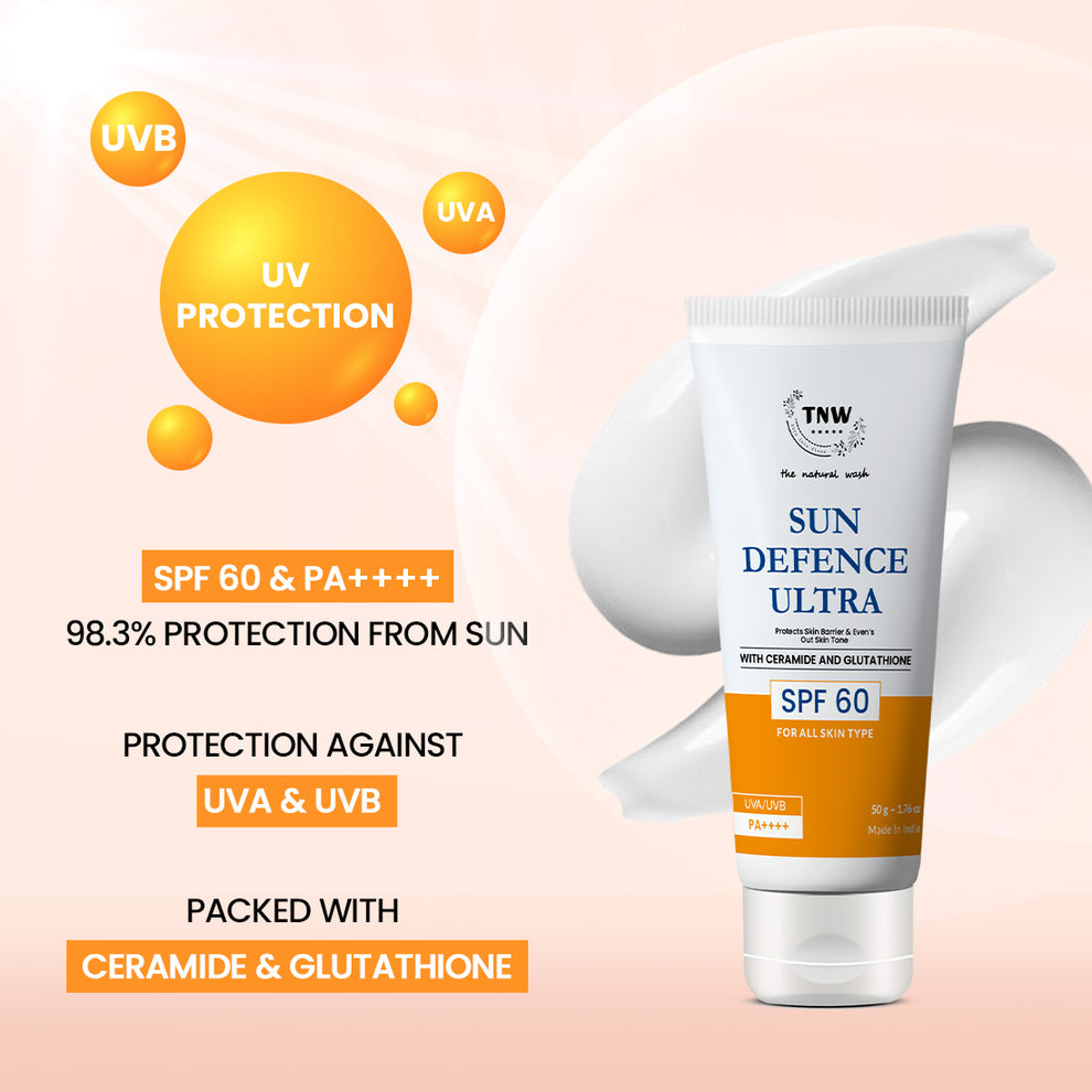 Sun Defence SPF 60 Cream with Glutathione | Protection Against UVA/UVB ...